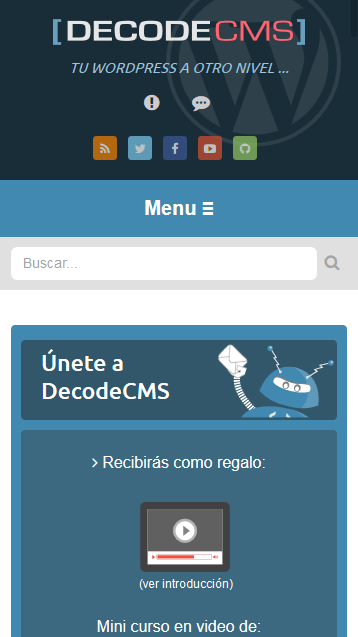 Mostrar widget lateral al inicio en móviles - DecodeCMS